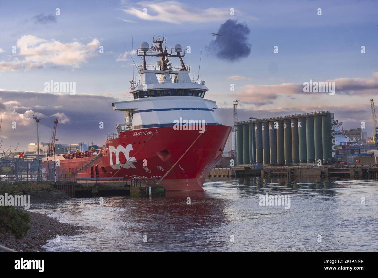 Aberdeen harbor, Scotland, UK. Aberdeen is a busy offshore port for ...
