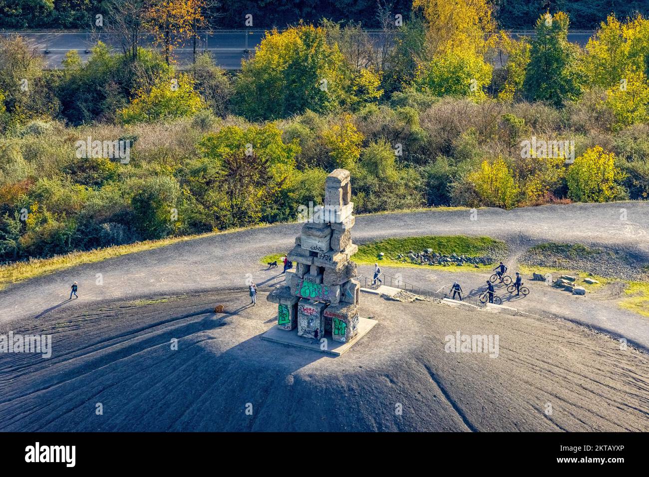 Aerial view, Rheinelbe slagheap with sky stairs sculpture, Ückendorf ...