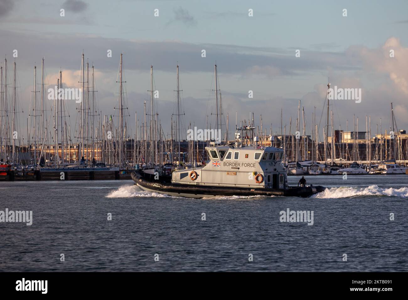Border Force Vessel HMC Eagle operating in Porstmouth harbour. She is ...