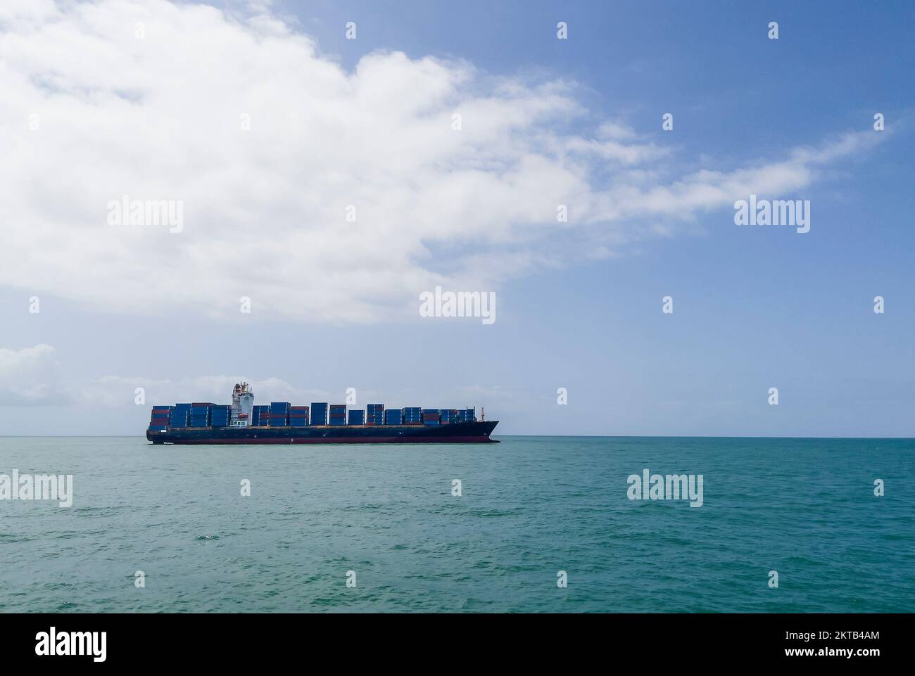 Container ship or container ship loaded with containers freight on the ...