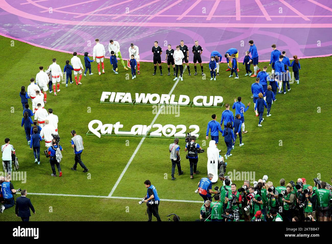 England and Wales players walk out ahead of the FIFA World Cup Group B ...