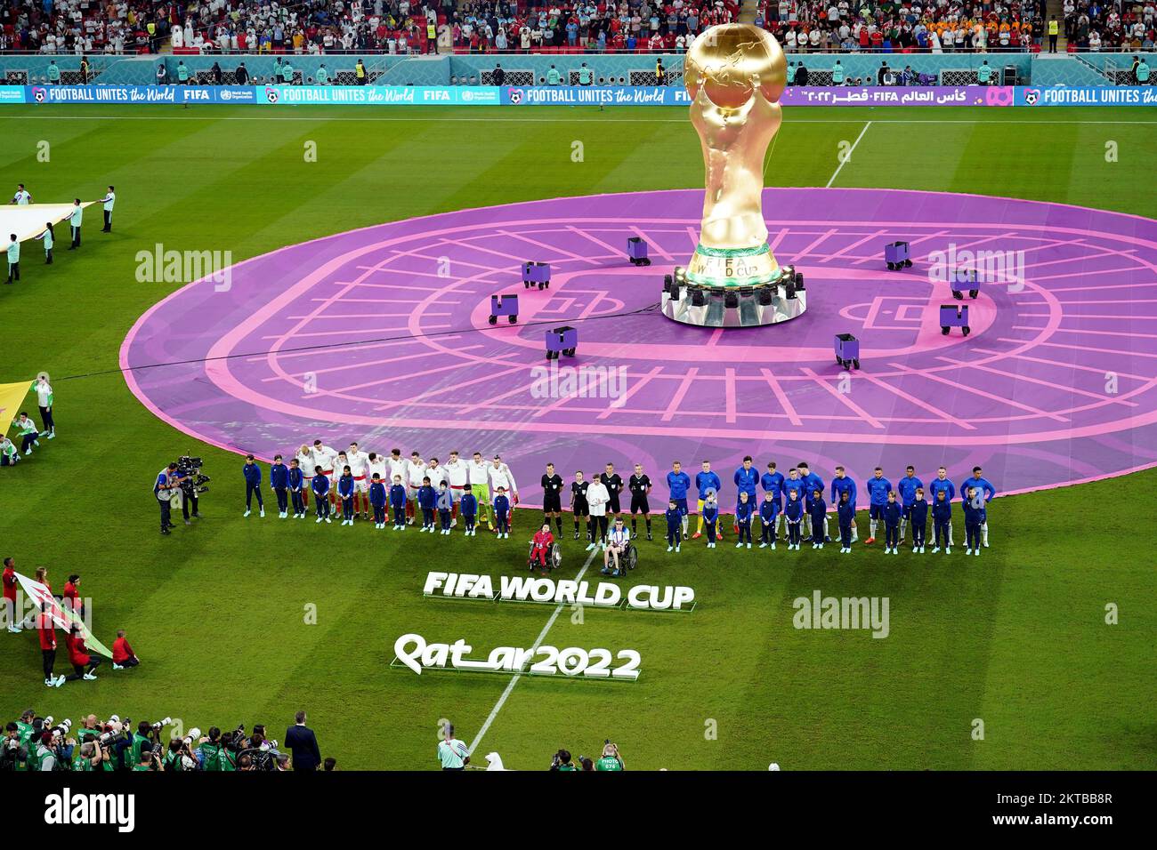England and Wales players line up ahead of the FIFA World Cup Group B ...