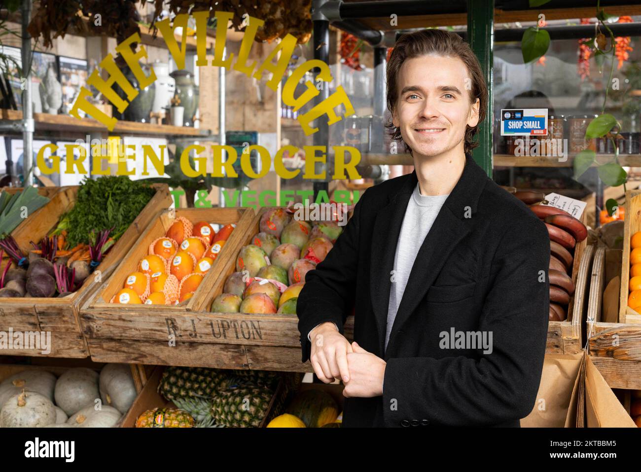 EDITORIAL USE ONLY Joe Sugg at The Village Green Grocers in South East ...