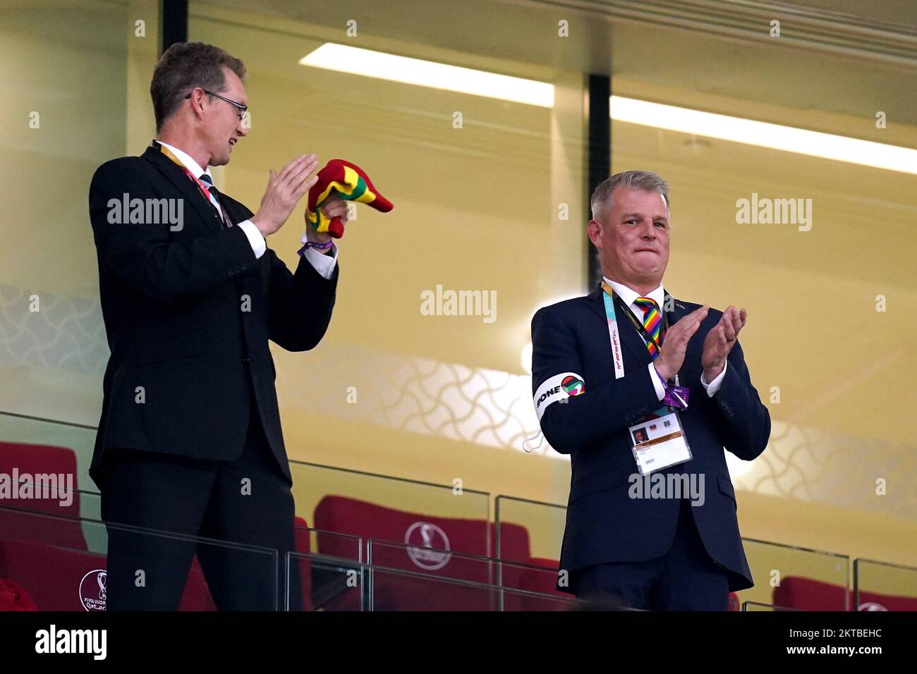 Stuart Andrew, (right) sports minister during the FIFA World Cup Group ...
