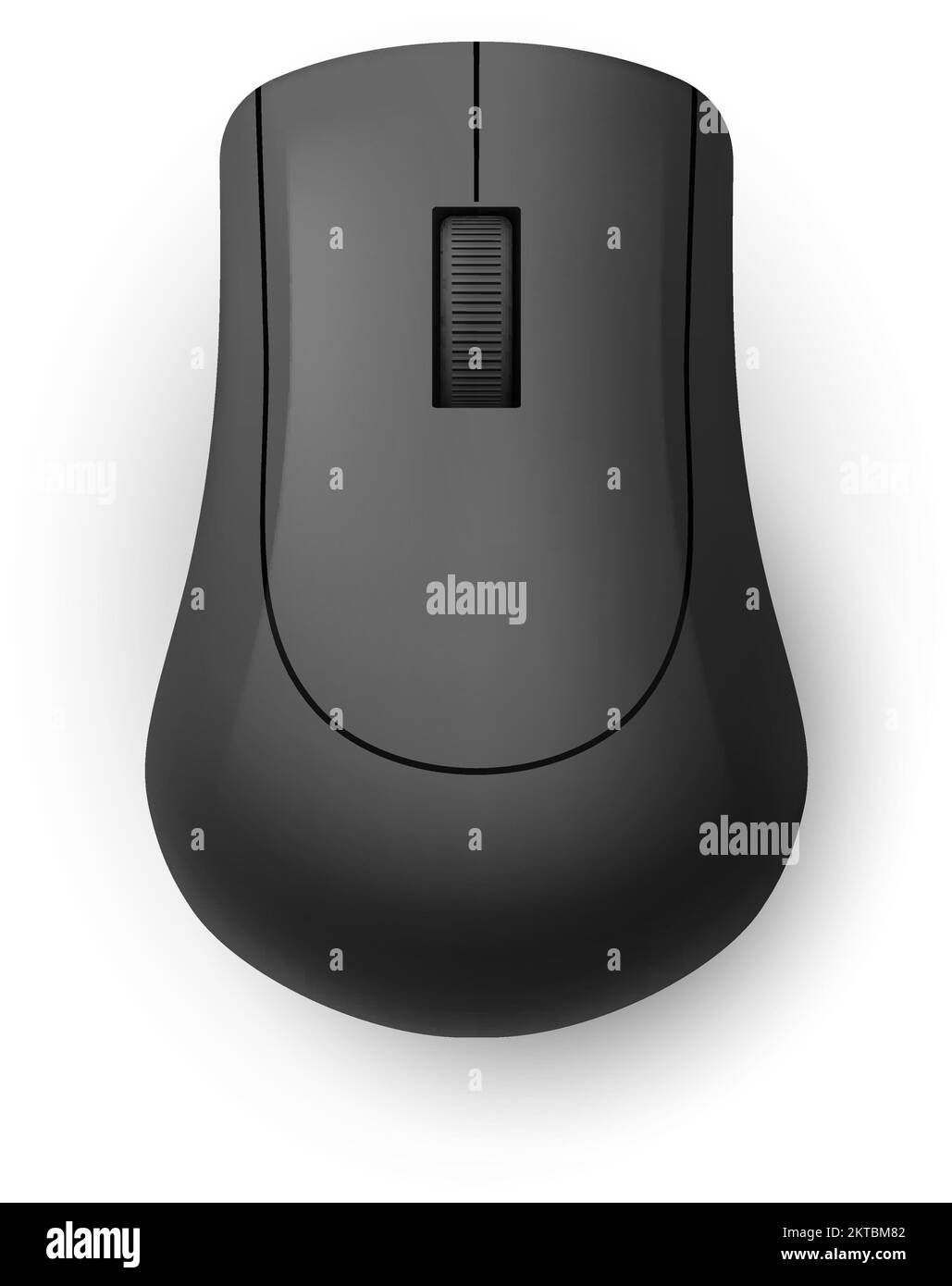 Black Realistic Wireless Computer Mouse. Top View Technology Concept ...