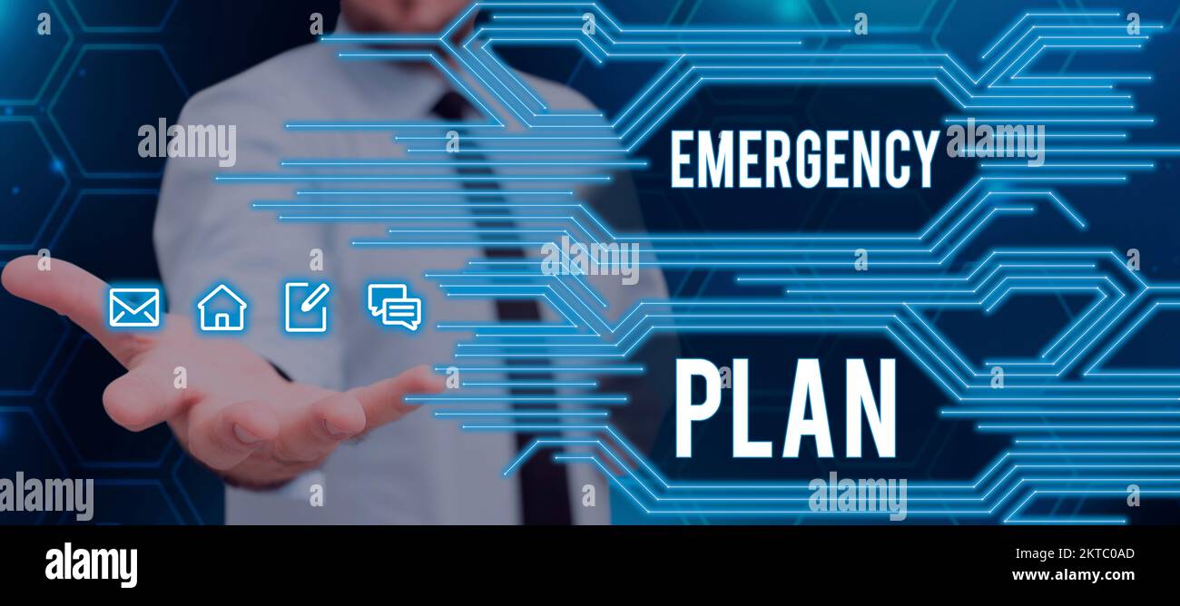 Conceptual caption Emergency Plan, Business concept Procedures for ... Conceptual caption Emergency Plan, Business concept Procedures for ...
