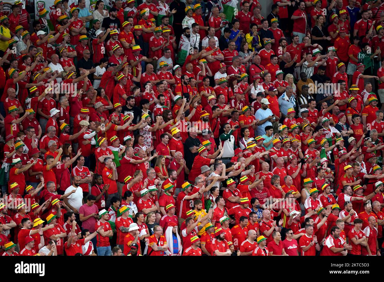 Wales fans wearing bucket hats during the FIFA World Cup Group B match ...
