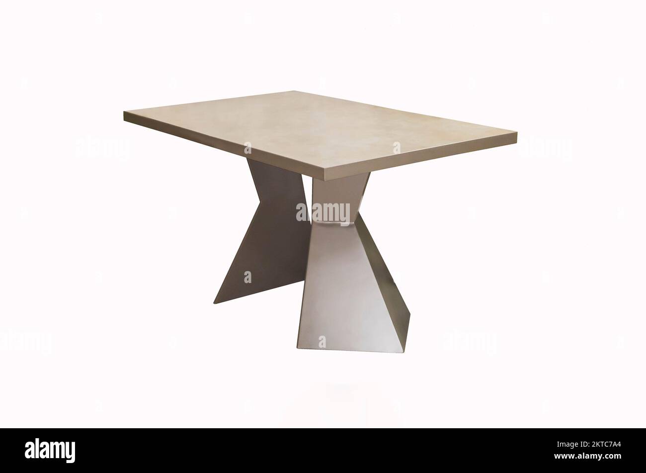 Mod silver table with trapezoidal legs on a white background. Interior ...