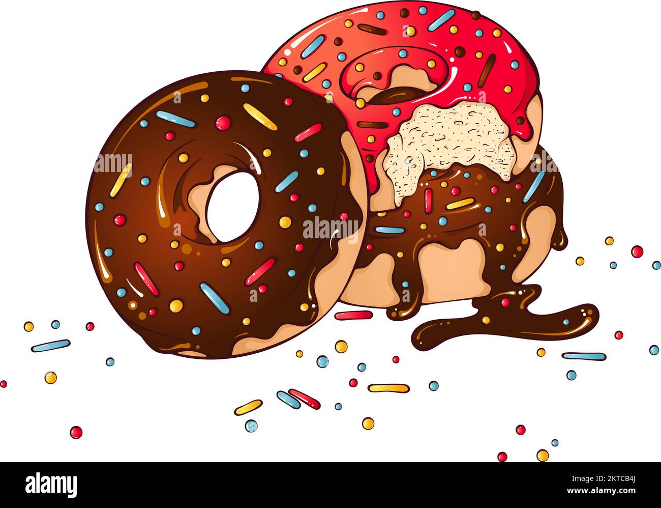 Glazed Donuts with flowing chocolate color Stock Vector Image & Art - Alamy