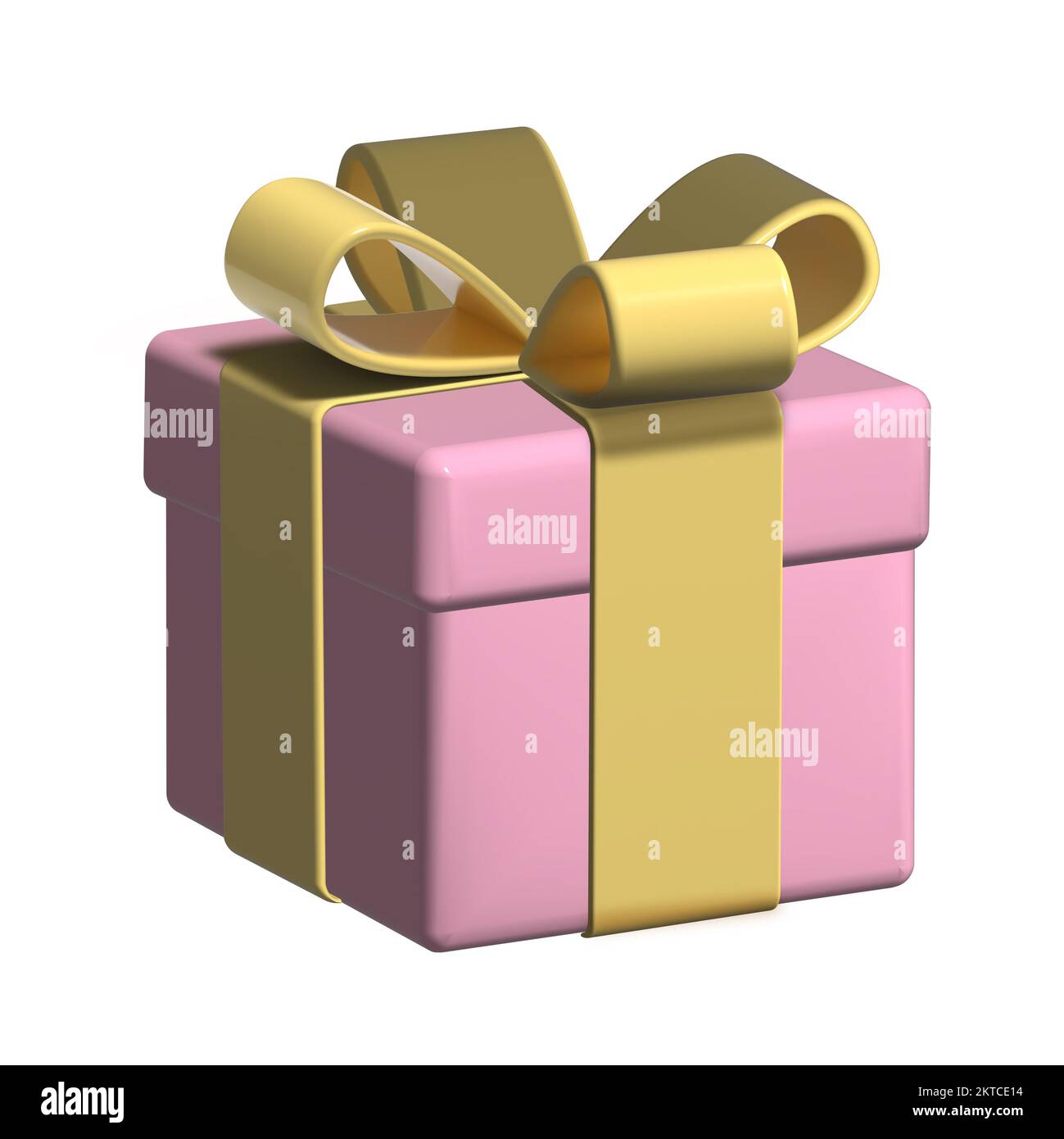 3d gift box icon. Christmas holiday pink yellow gift wrap Stock Photo ...