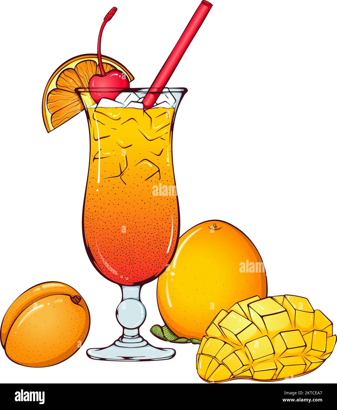 Orange cocktail fruits ice Stock Vector Images - Alamy