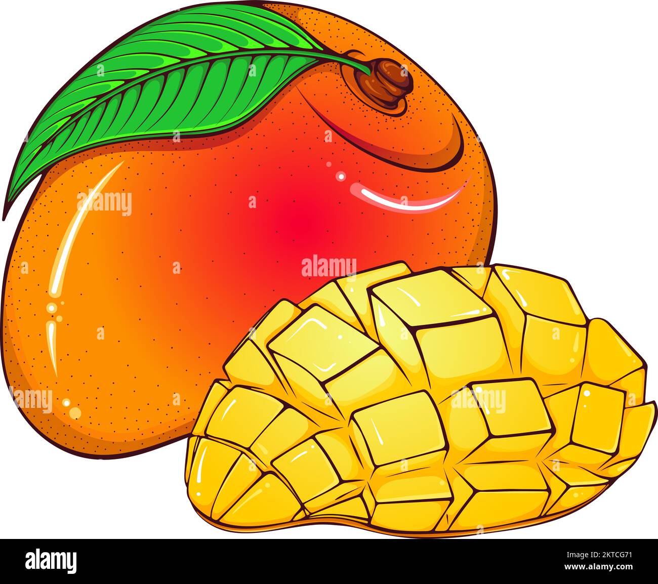 Whole and sliced mango color Stock Vector Image & Art - Alamy