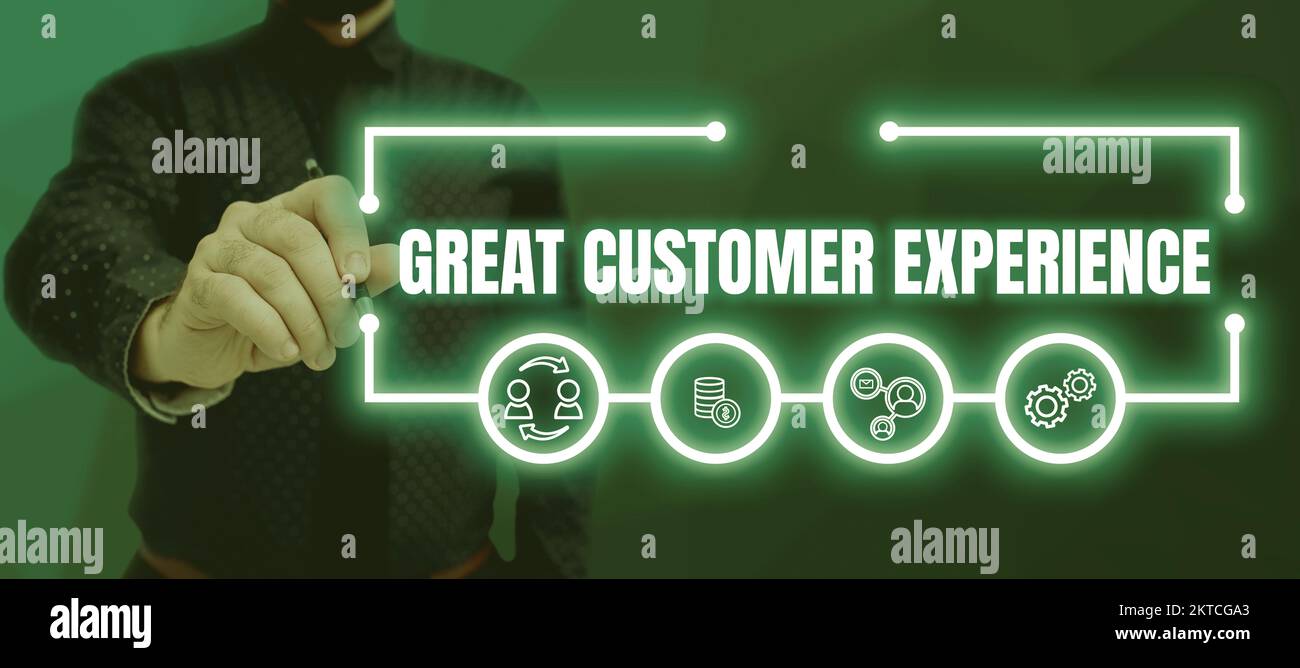 Writing displaying text Great Customer Experience, Business overview ...