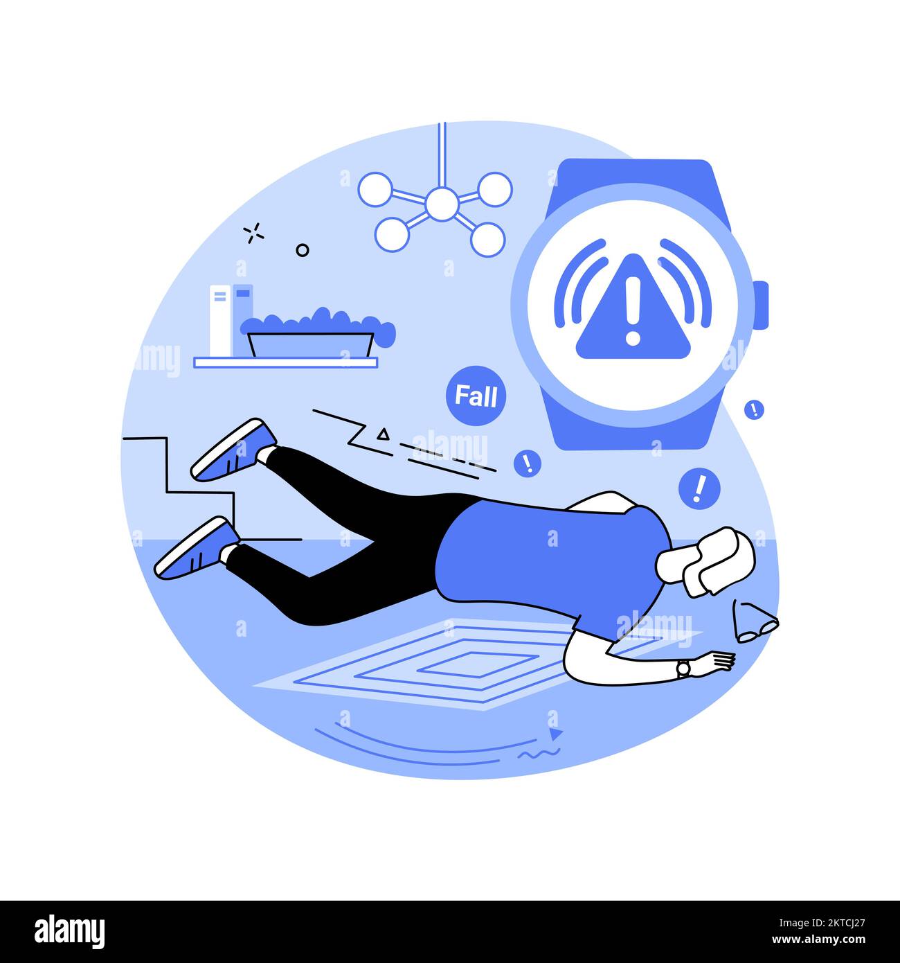 Smartwatch fall detection isolated cartoon vector illustrations Stock ...