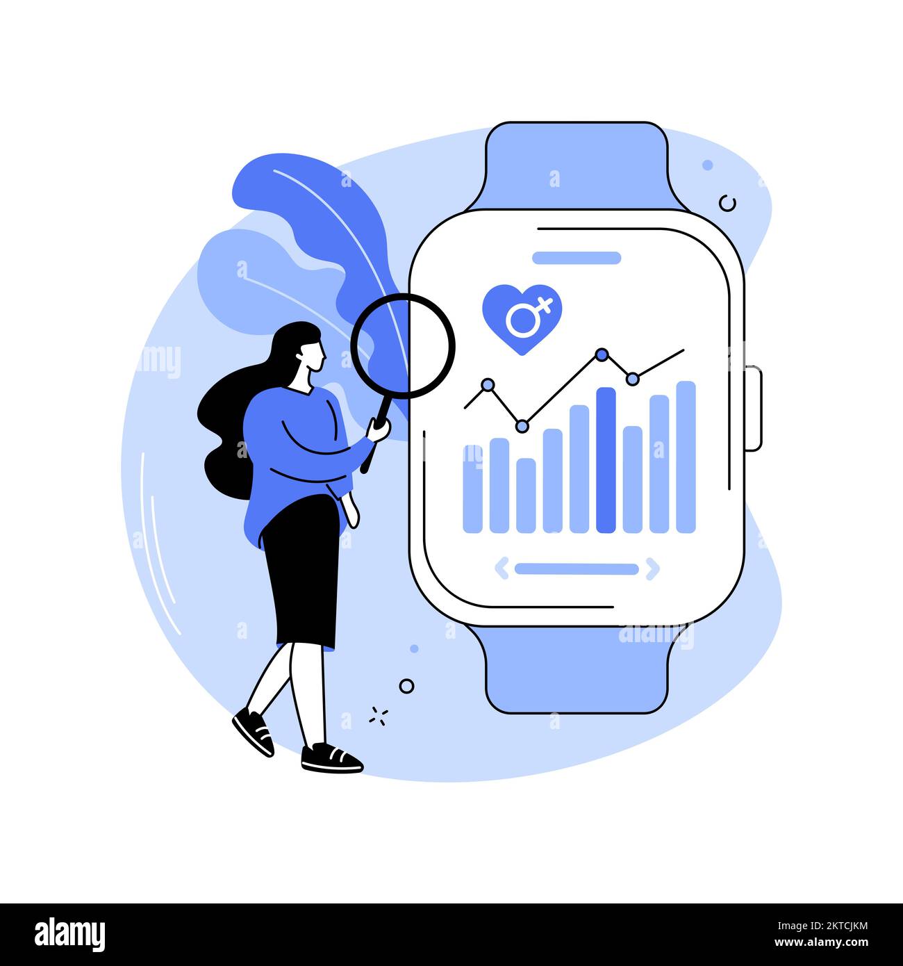 Smartwatch female health tracking isolated cartoon vector illustrations ...
