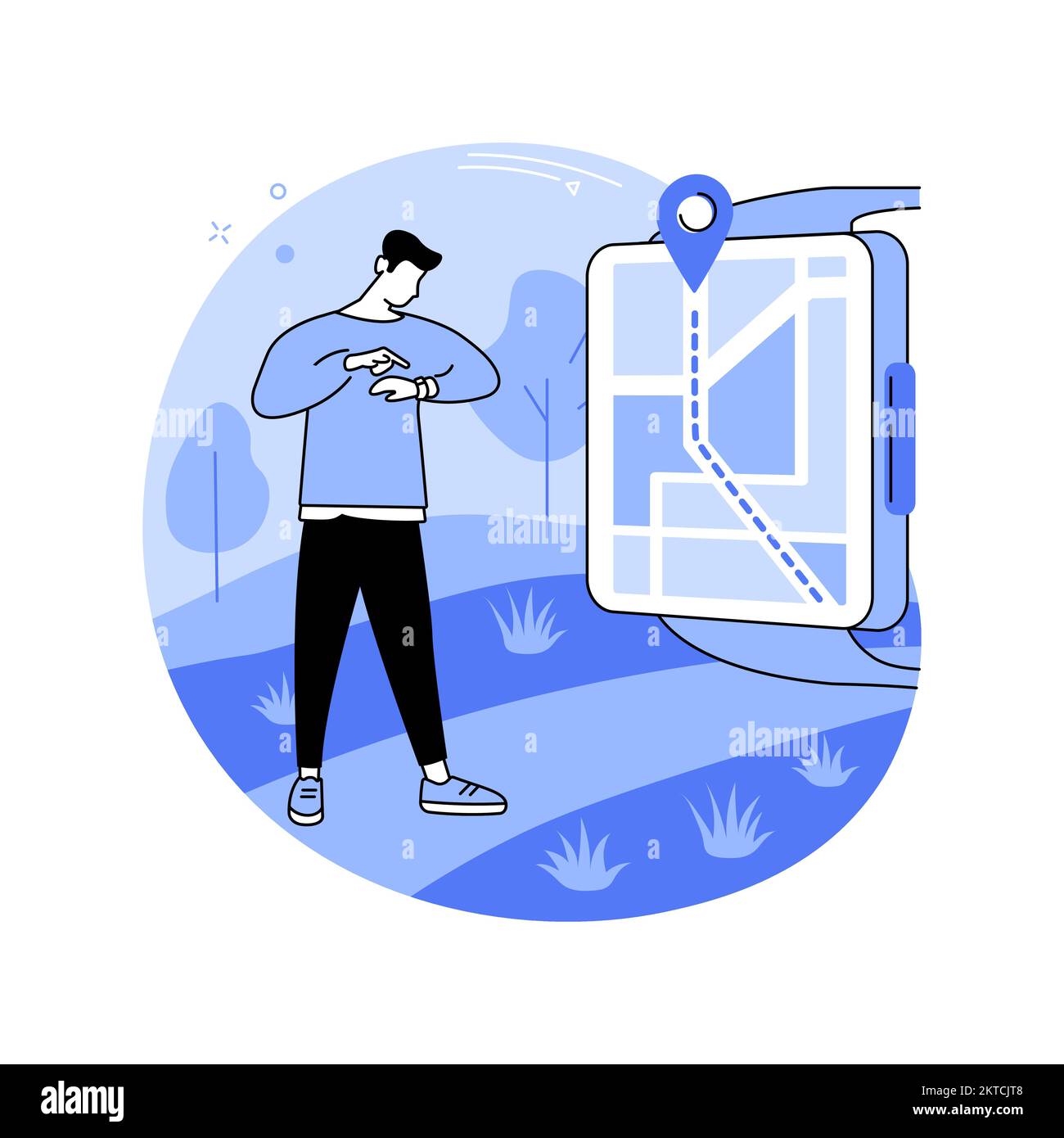 Smartwatch navigation isolated cartoon vector illustrations Stock ...