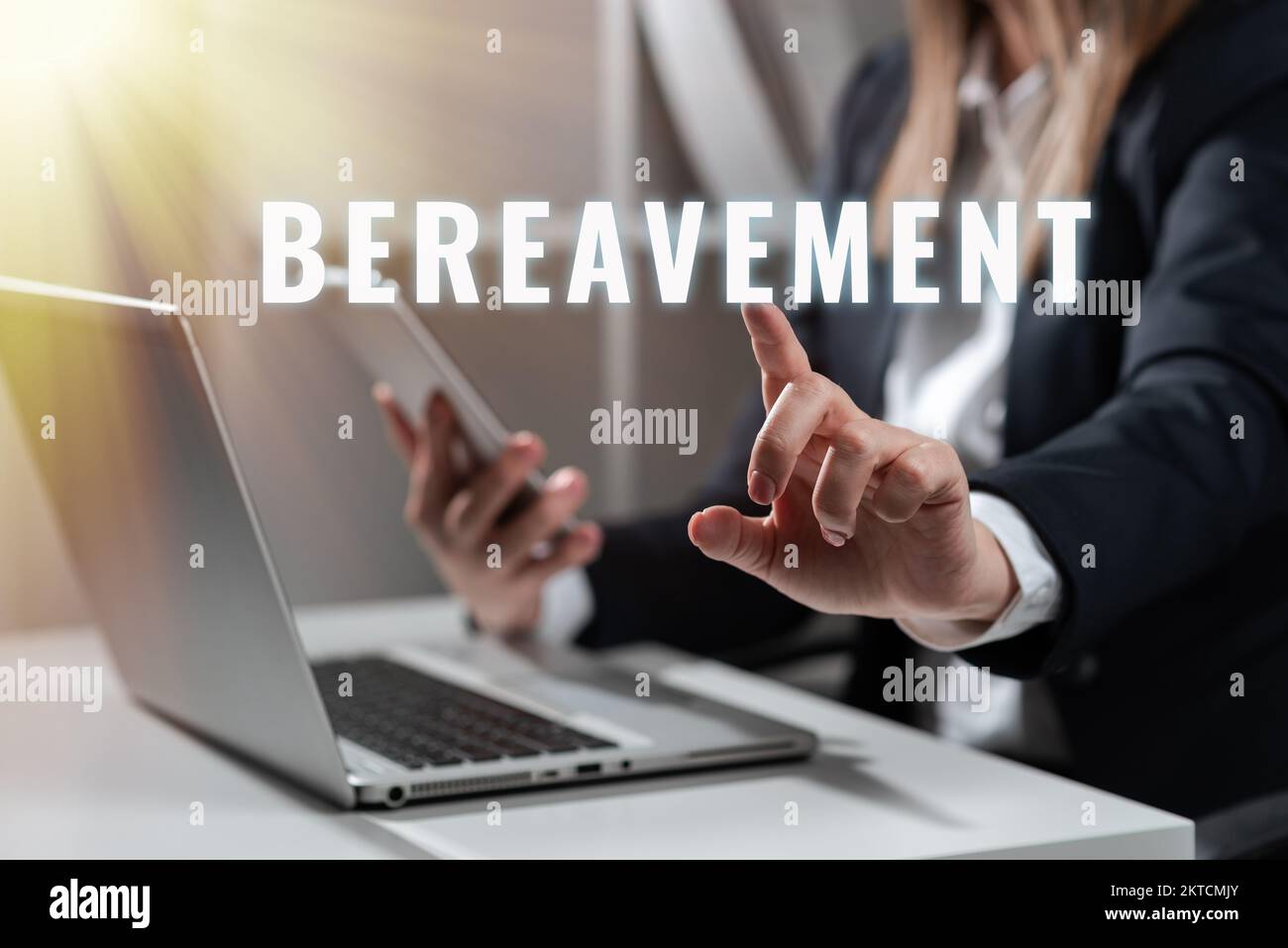 Writing displaying text Bereavement, Business concept a period of ...