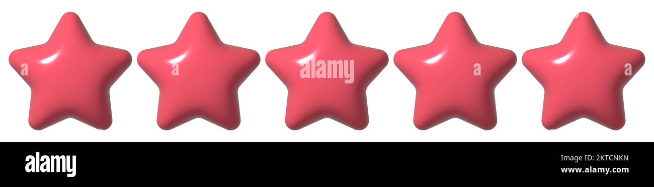 3D review stars icon. 3D element rating for social media and mobile ...