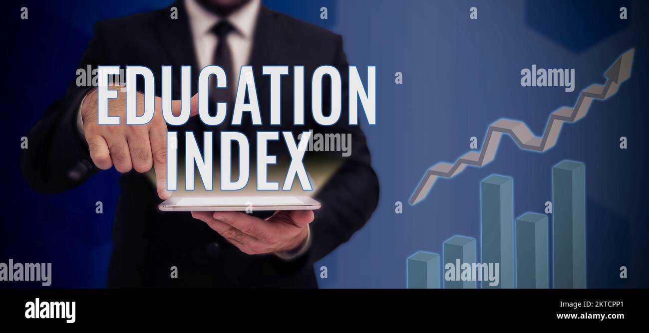 Text sign showing Education Index, Business concept aiming to meet learning needs of all ...