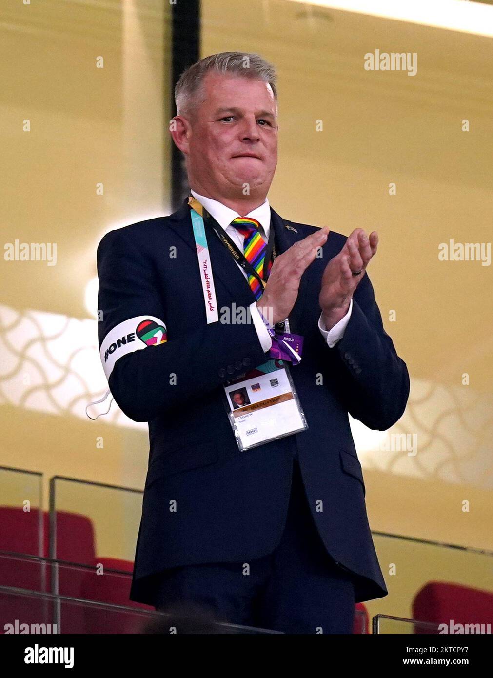 Stuart Andrew, (right) sports minister during the FIFA World Cup Group ...