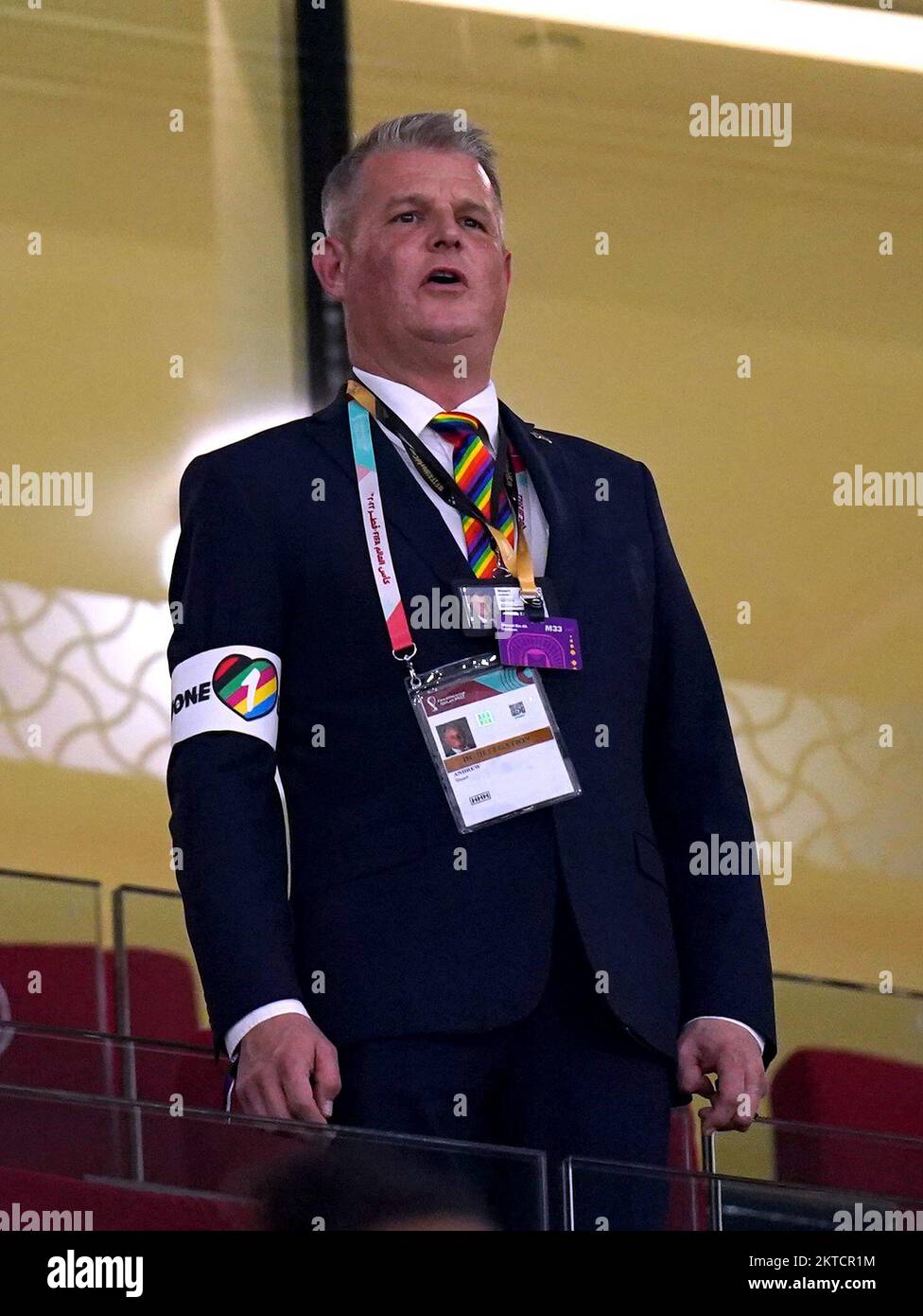 Stuart Andrew, (right) sports minister during the FIFA World Cup Group ...