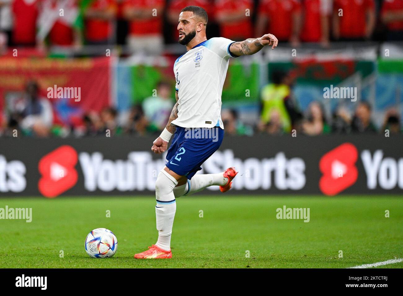 AL RAYYAN, QATAR - NOVEMBER 29: Kyle Walker of England passes the ball ...