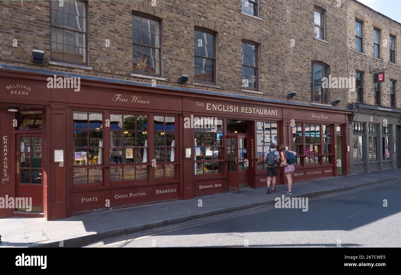 The English Restaurant and bar in the heart of Spitalfields Stock Photo ...