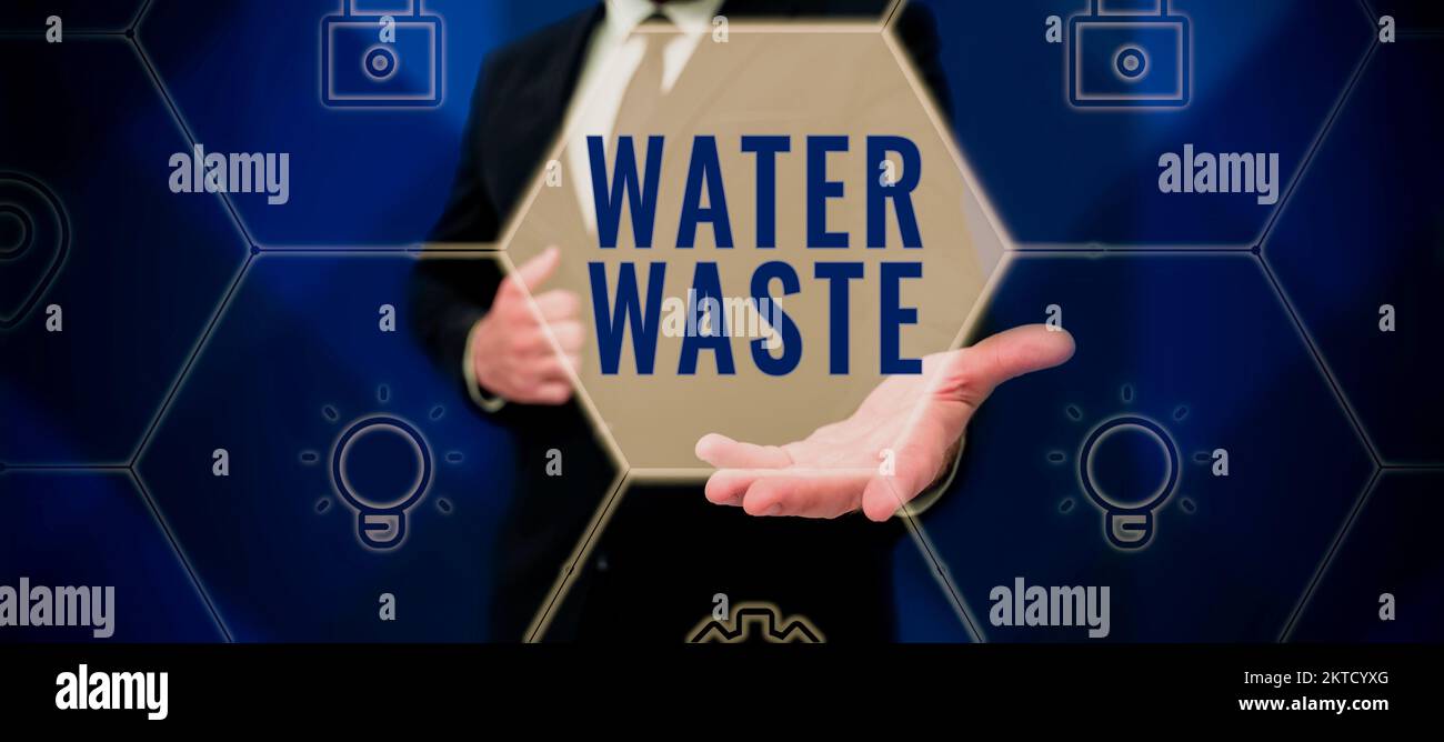 Conceptual display Water Waste, Concept meaning liquid that has been ...