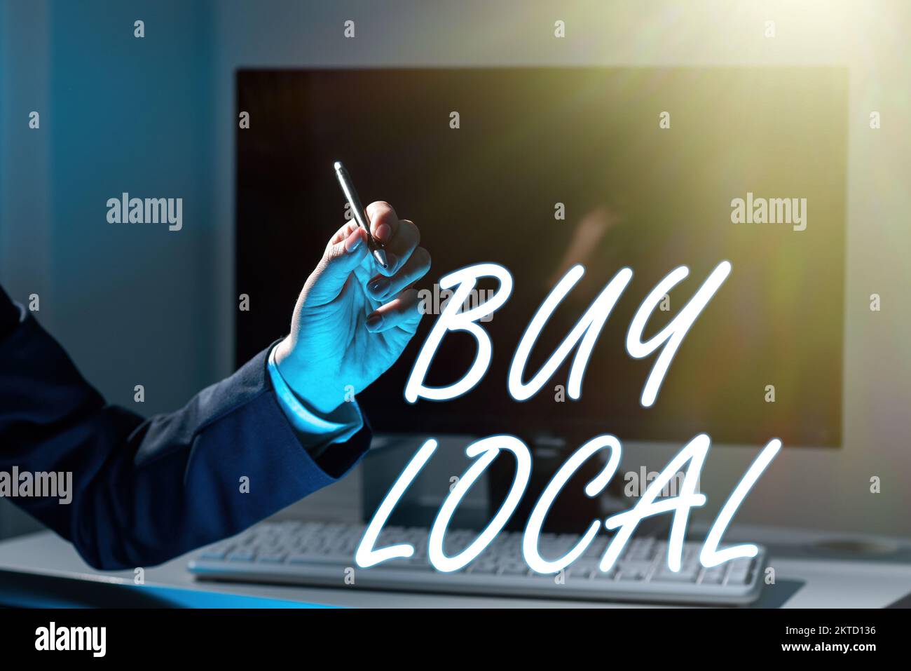Sign displaying Buy Local, Concept meaning Patronizing products that is ...
