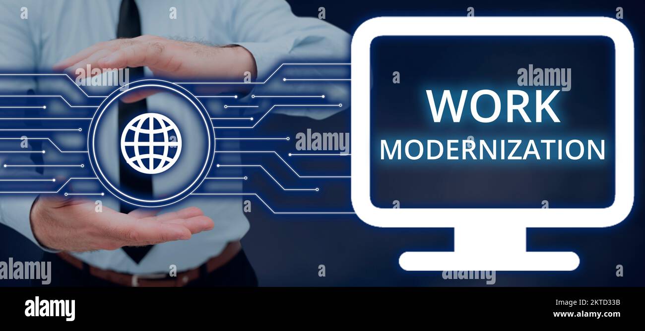 Writing displaying text Work Modernization, Business approach changing ...