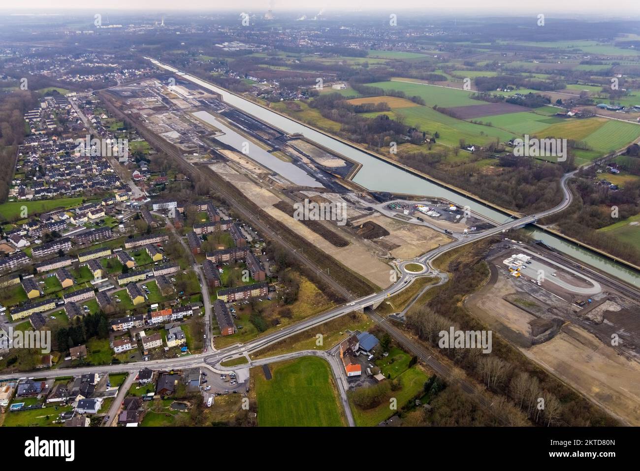 Aerial view, building area for planned city quarter Wasserstadt Aden ...