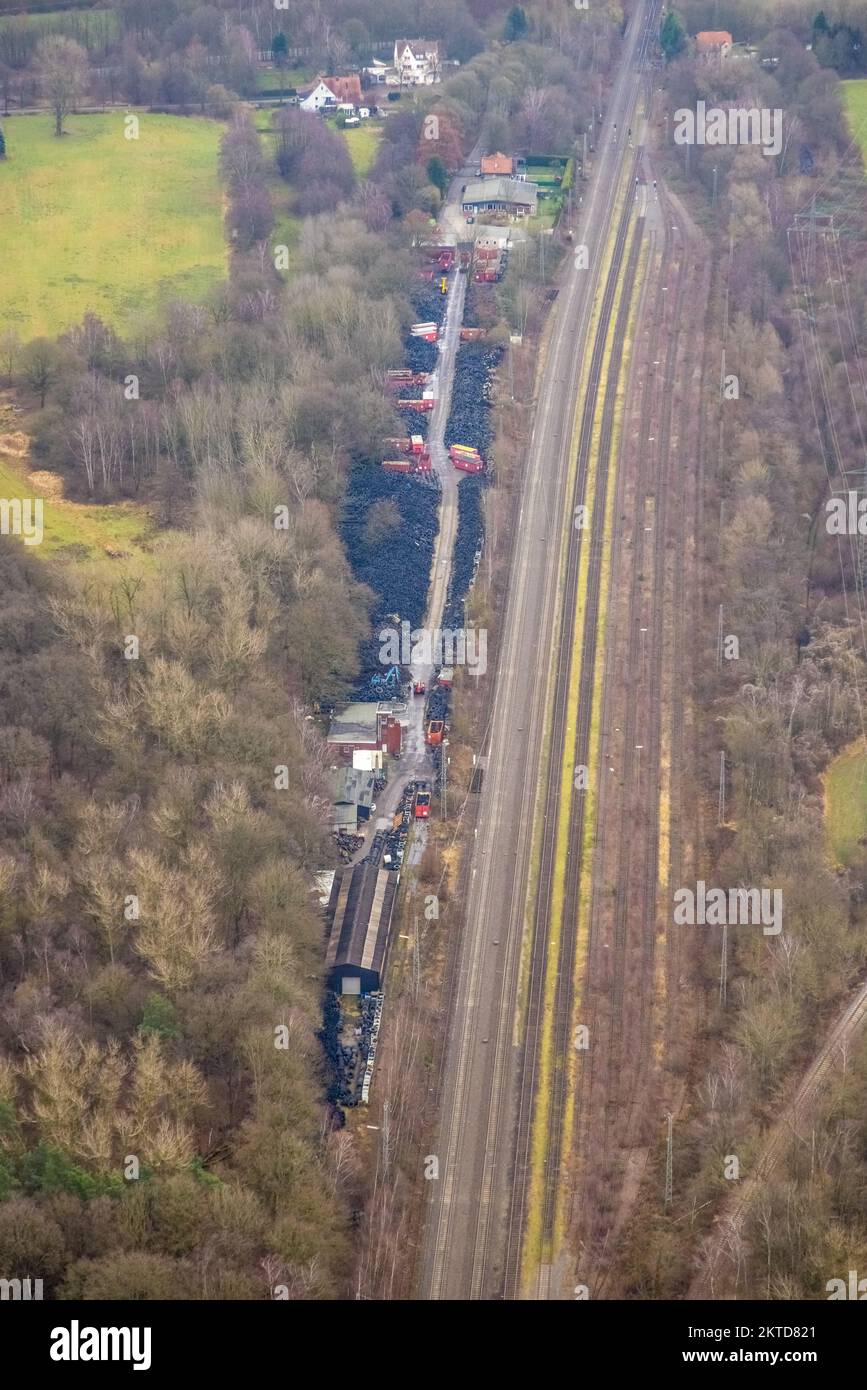 Aerial view, tire warehouse and tire recycling at Werner Straße in ...