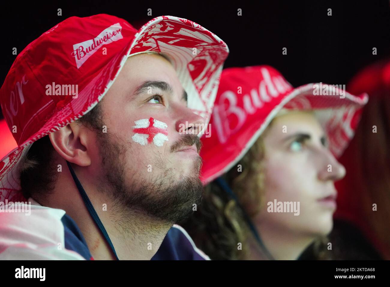 England fans react at the Budweiser Fan Festival London at Outernet ...