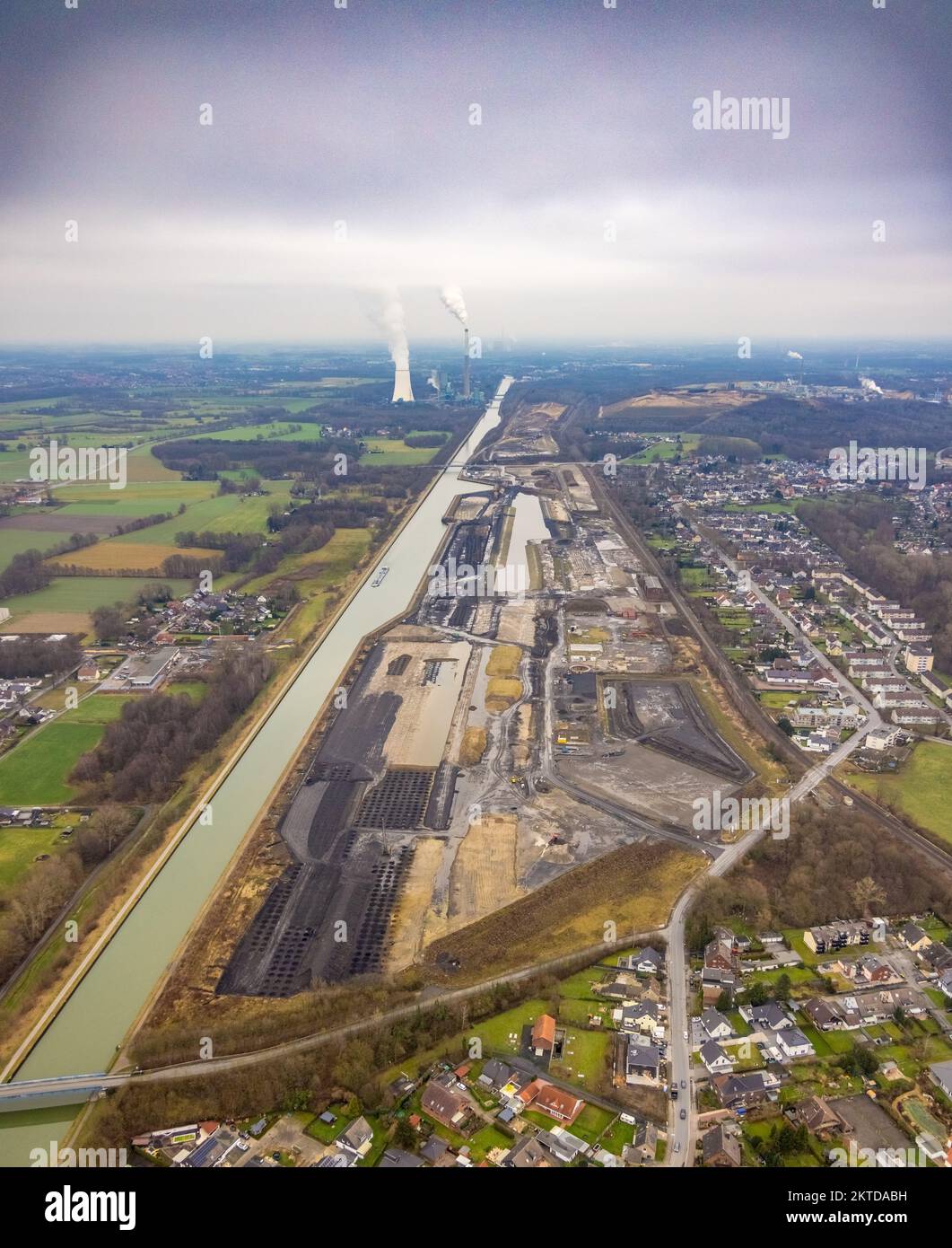 Aerial view, building area for planned city quarter Wasserstadt Aden ...