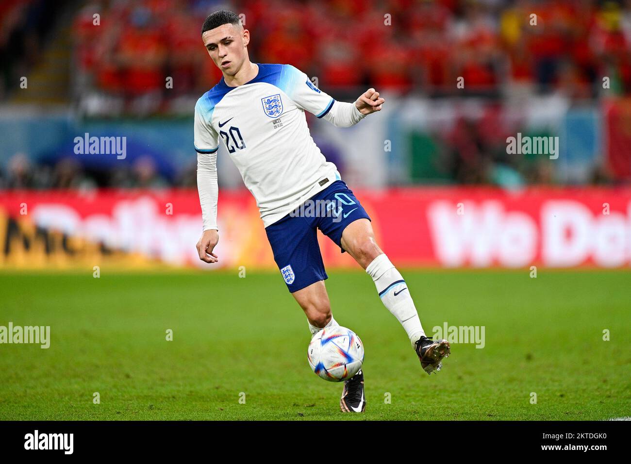 DOHA, QATAR - NOVEMBER 29: Phil Foden of England controlls the ball ...