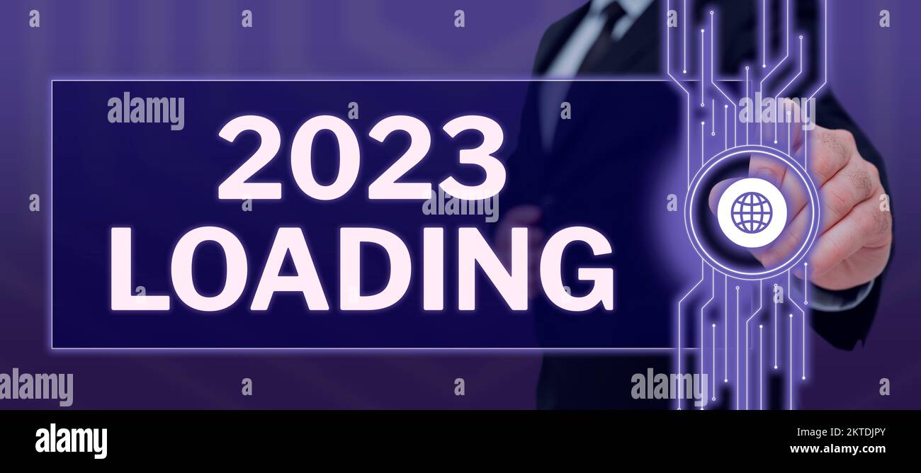Text caption presenting 2023 Loading, Internet Concept Advertising the ... Text caption presenting 2023 Loading, Internet Concept Advertising the ...