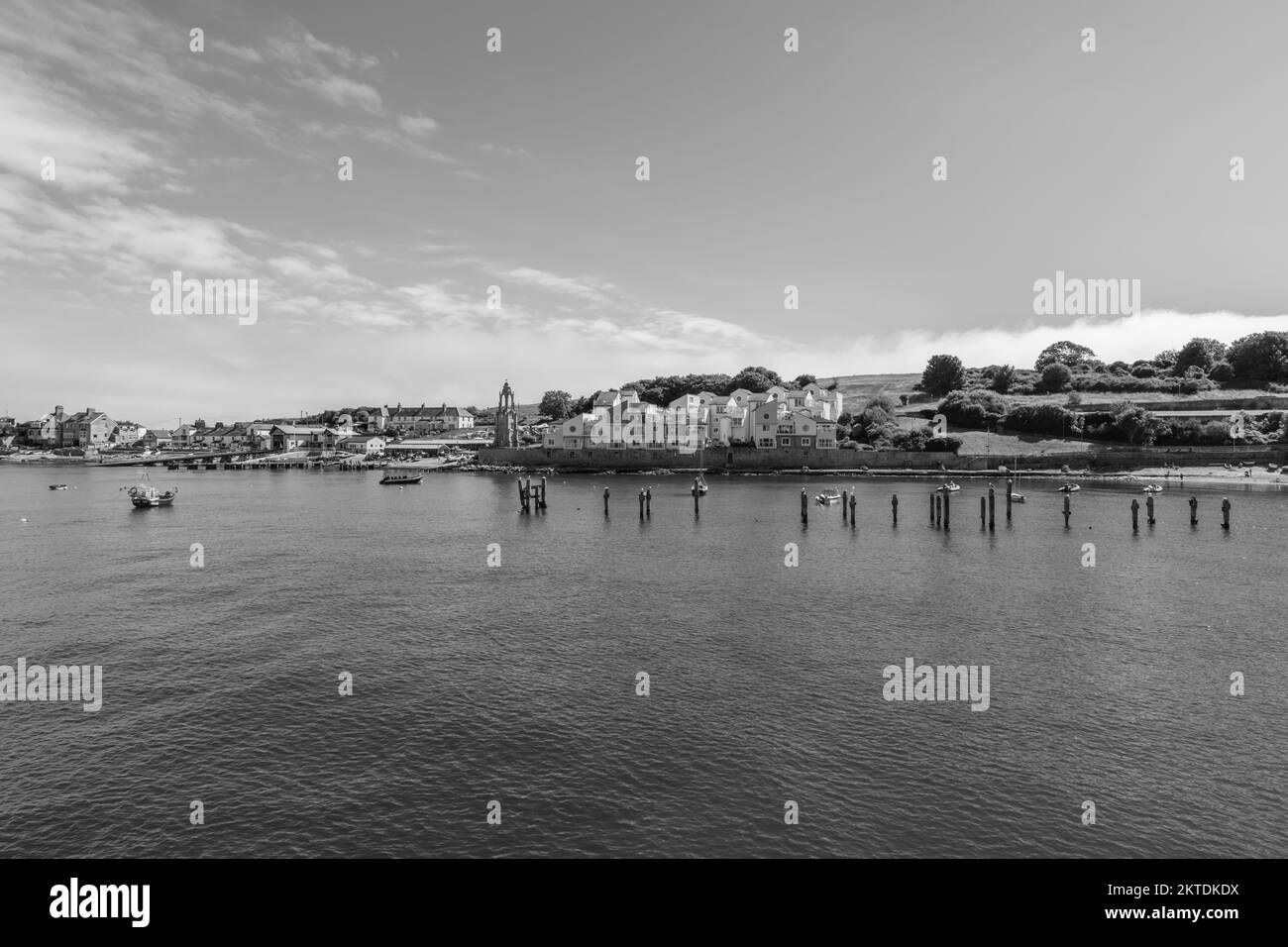 Black and white photo of the old pier in Swanage Stock Photo - Alamy