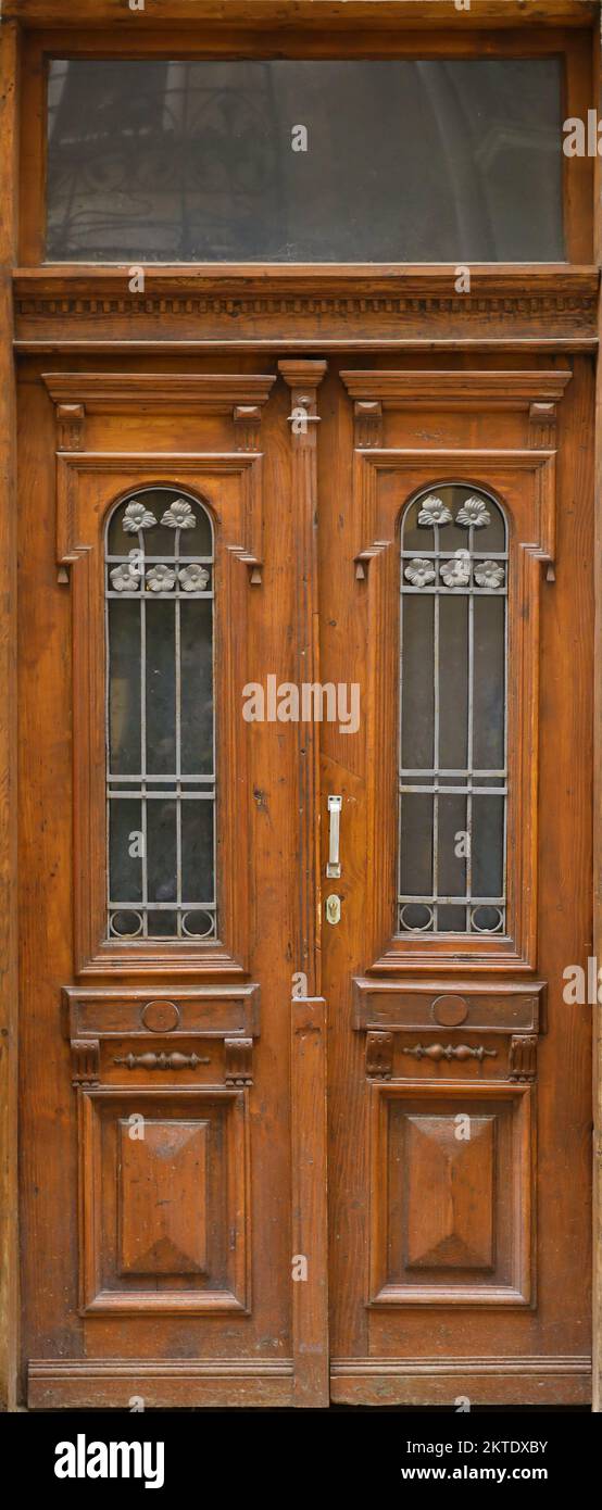 Old ancient wooden door texture in european medieval style. The ...