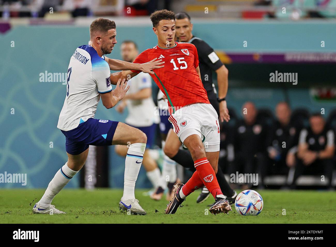 November 29, 2022, doha, qatar: Ethan Ampadu of Wales disputes the bid ...