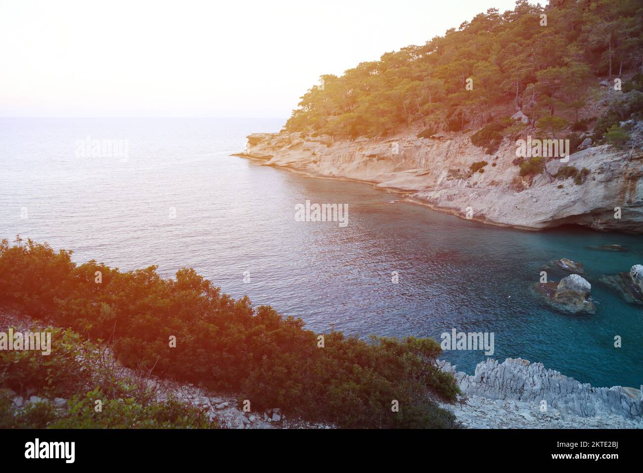 Travel in Turkey Aegean sea and rocks lagoon landscape nature. Big ...