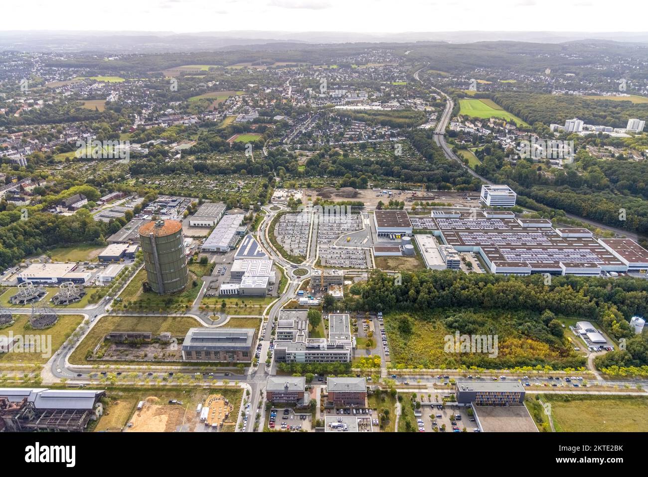 aerial, Phoenix-West area and Hoesch-Gasometer, Wilo Park and company ...