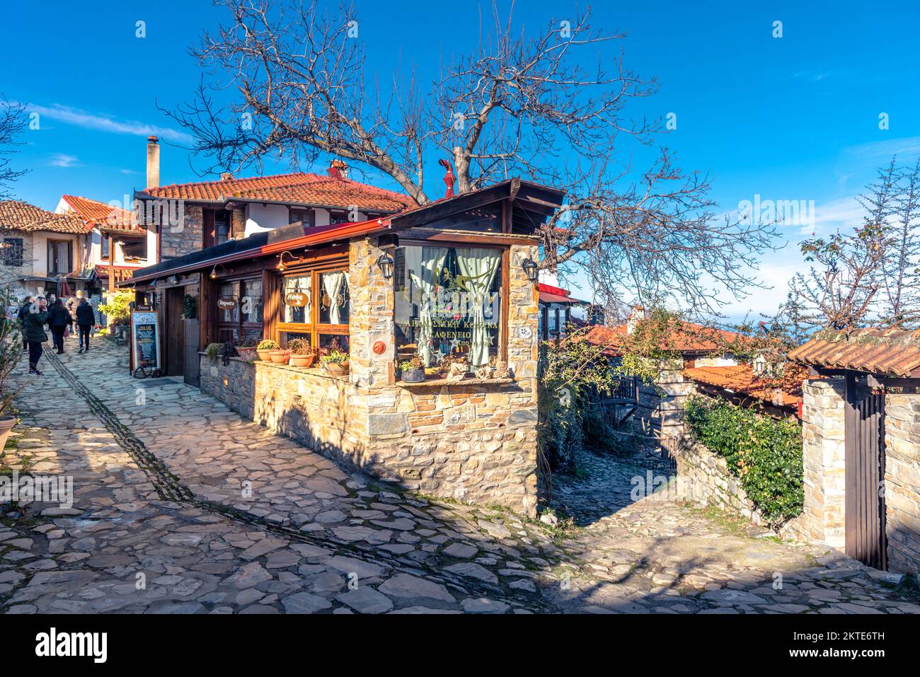 The old historical village of Palaios Panteleimonas near Platamonas, Pieria, Greece Stock Photo ...