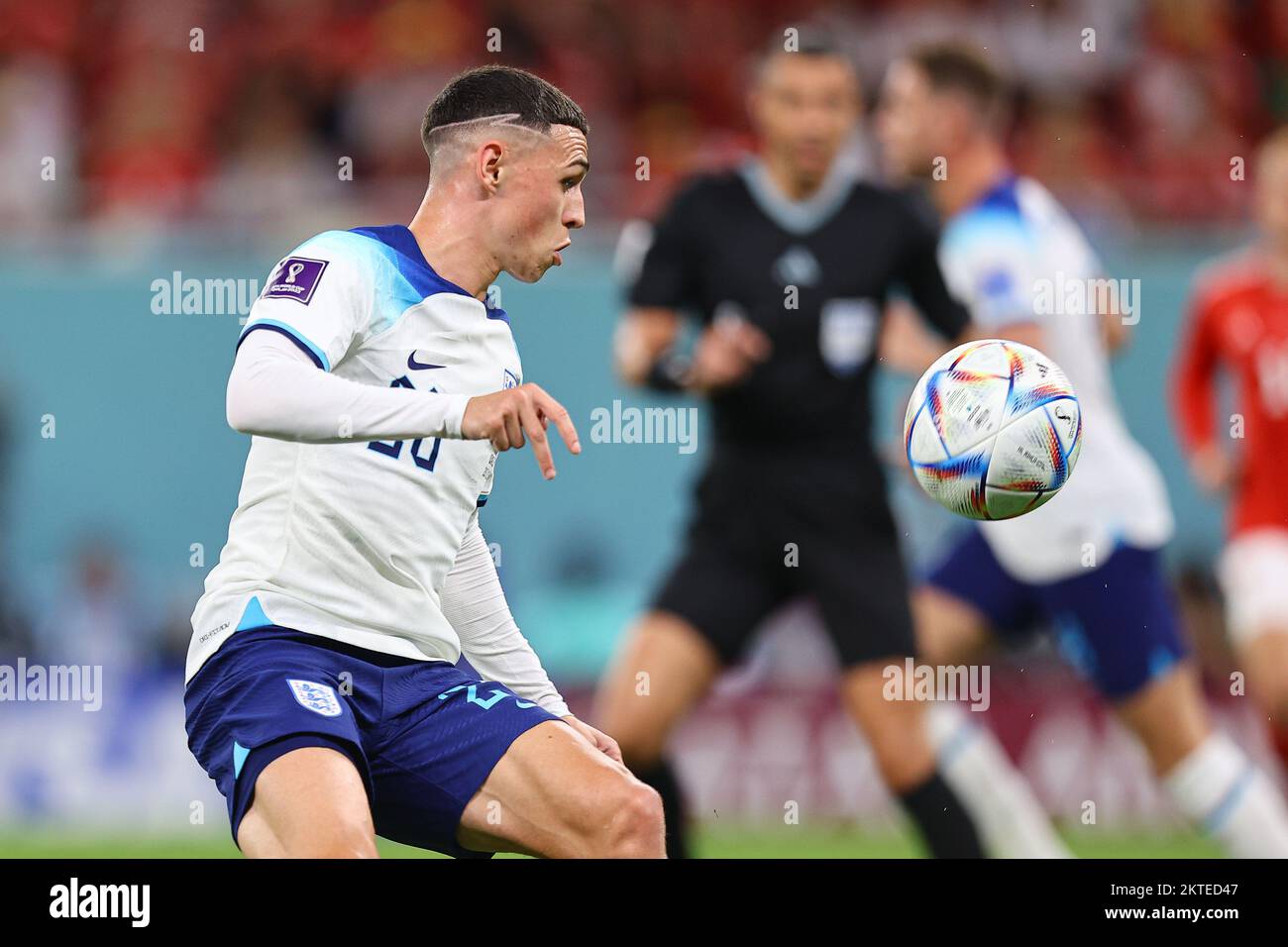 Phil Foden during the FIFA World Cup Qatar 2022 Group B match between Wales and England at Ahmad ...