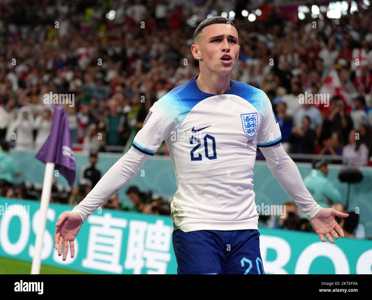 England's Phil Foden celebrates scoring the second goal during the FIFA ...