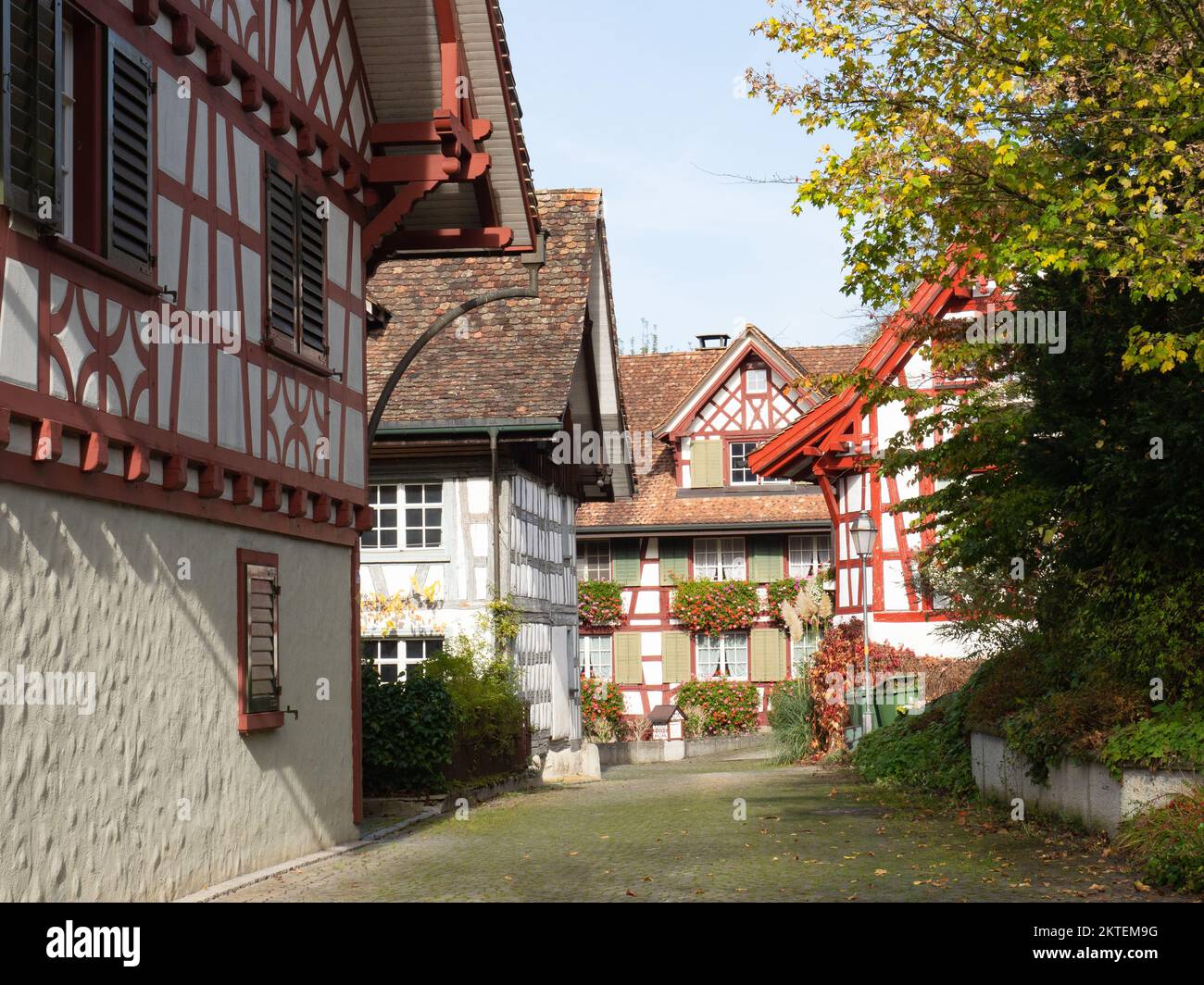 Weinfelden, Switzerland - October 29th 2022: Historic lattice buildings ...