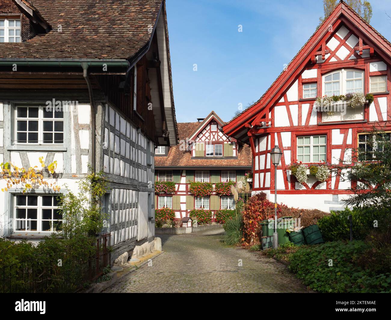 Weinfelden, Switzerland - October 29th 2022: Historic lattice buildings ...