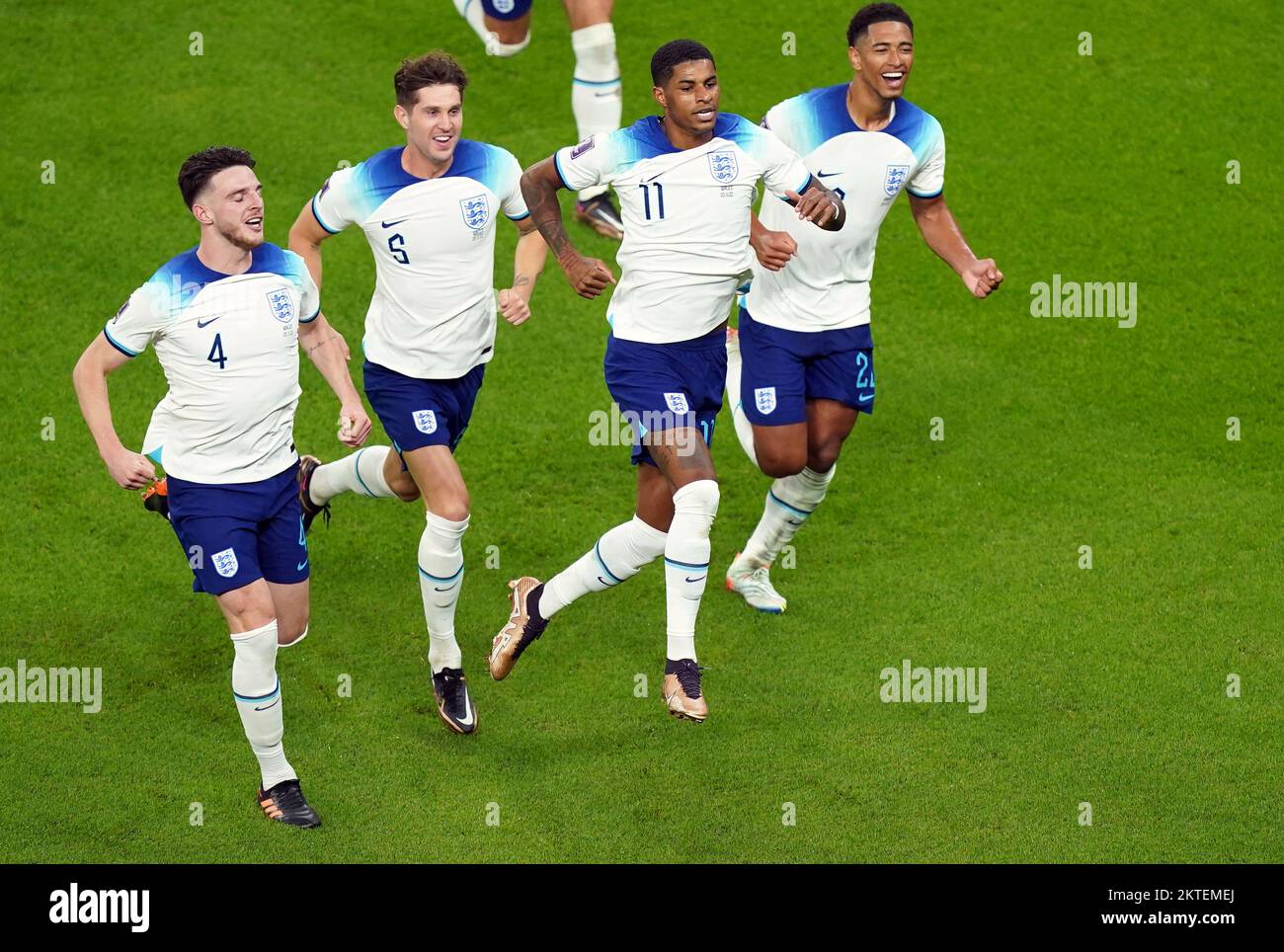 England's Marcus Rashford celebrates scoring the opening goal during ...