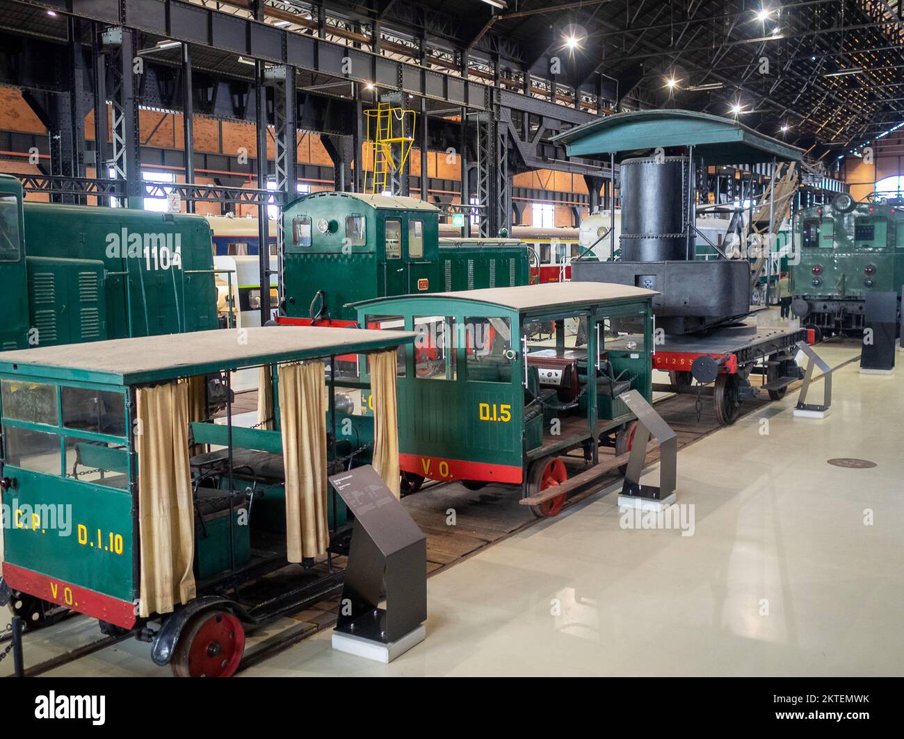 General view of the train carriages inside the National Railway Museum ...
