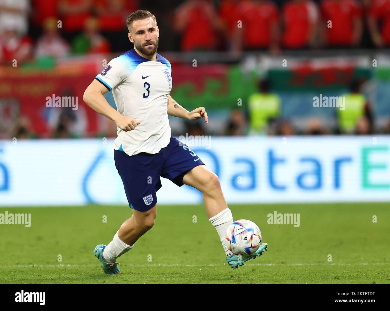 Al Rayyan, Qatar, 29th November 2022. Luke Shaw of England in action ...