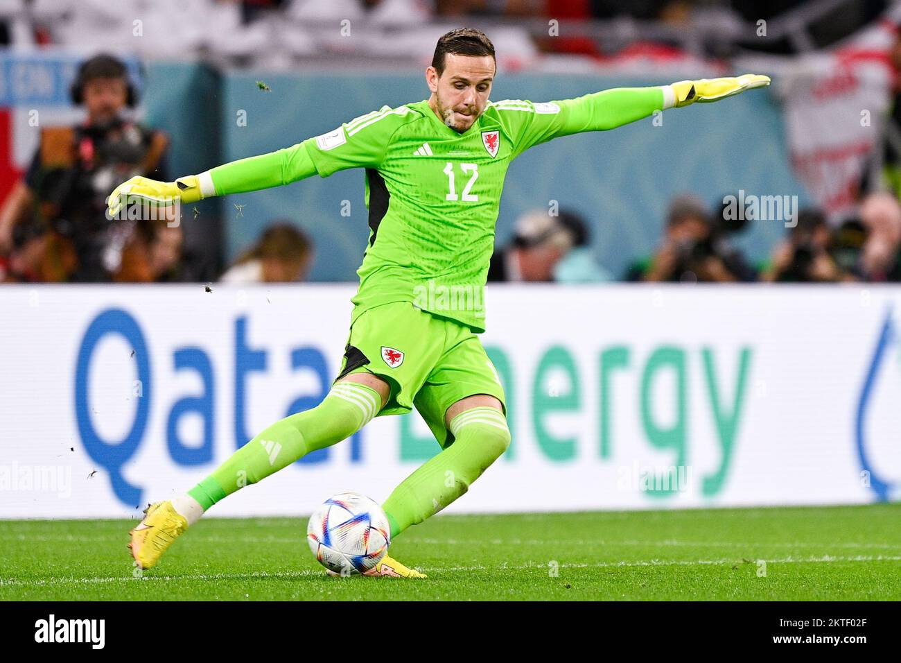 DOHA, QATAR - NOVEMBER 29: Danny Ward of Wales passes the ball during ...